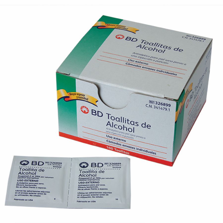 Toallita húmeda bd alcohol swabs x 100